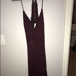 Mind Code | Dresses | Dark Purple Maroon Tight Dress Open Back Lace ...